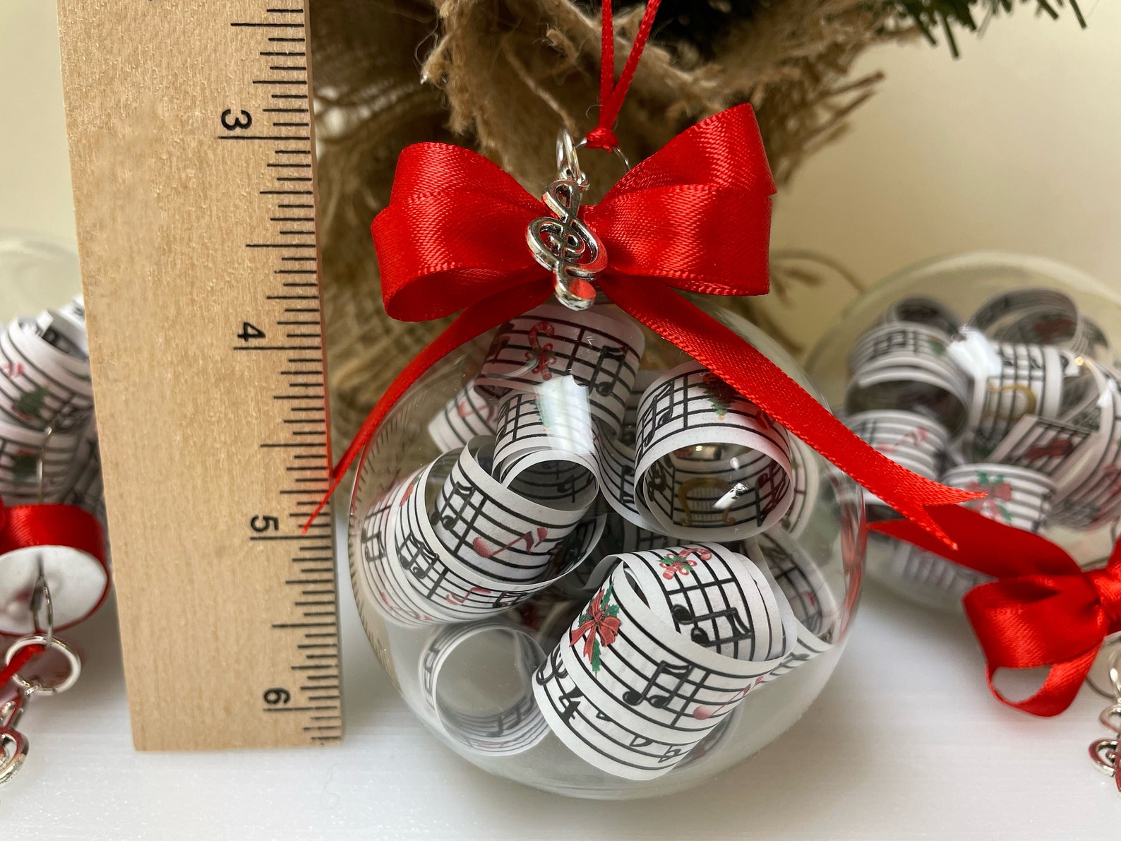 Handmade, Personalized Glass Music Sheet Christmas Ornament With Treble ...
