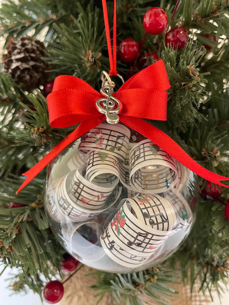 Handmade, Personalized Glass Music Sheet Christmas Ornament With Treble ...