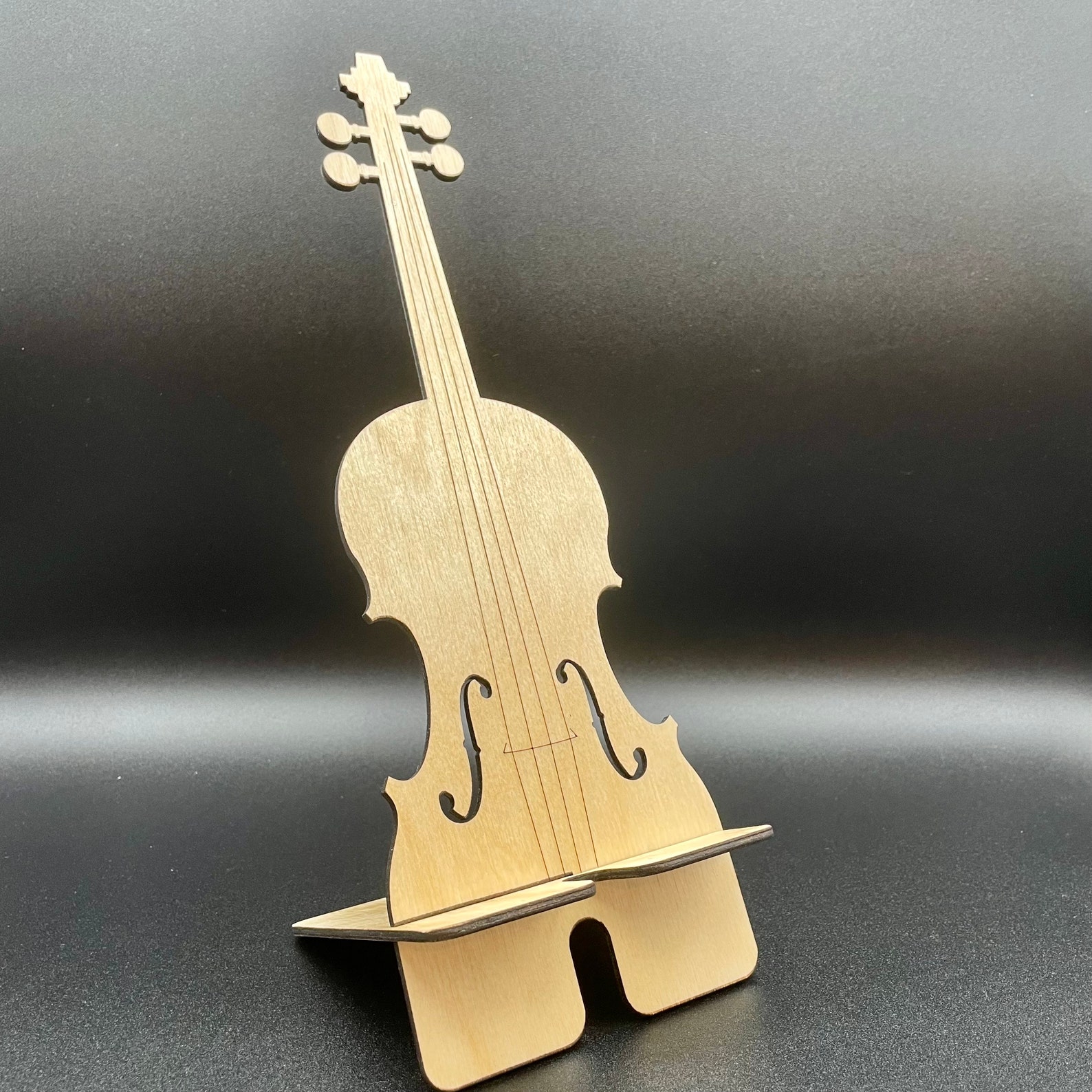Music Cell Phone Stand/ Wooden Phone Dock/ Violin Phone Holder/ Gift ...