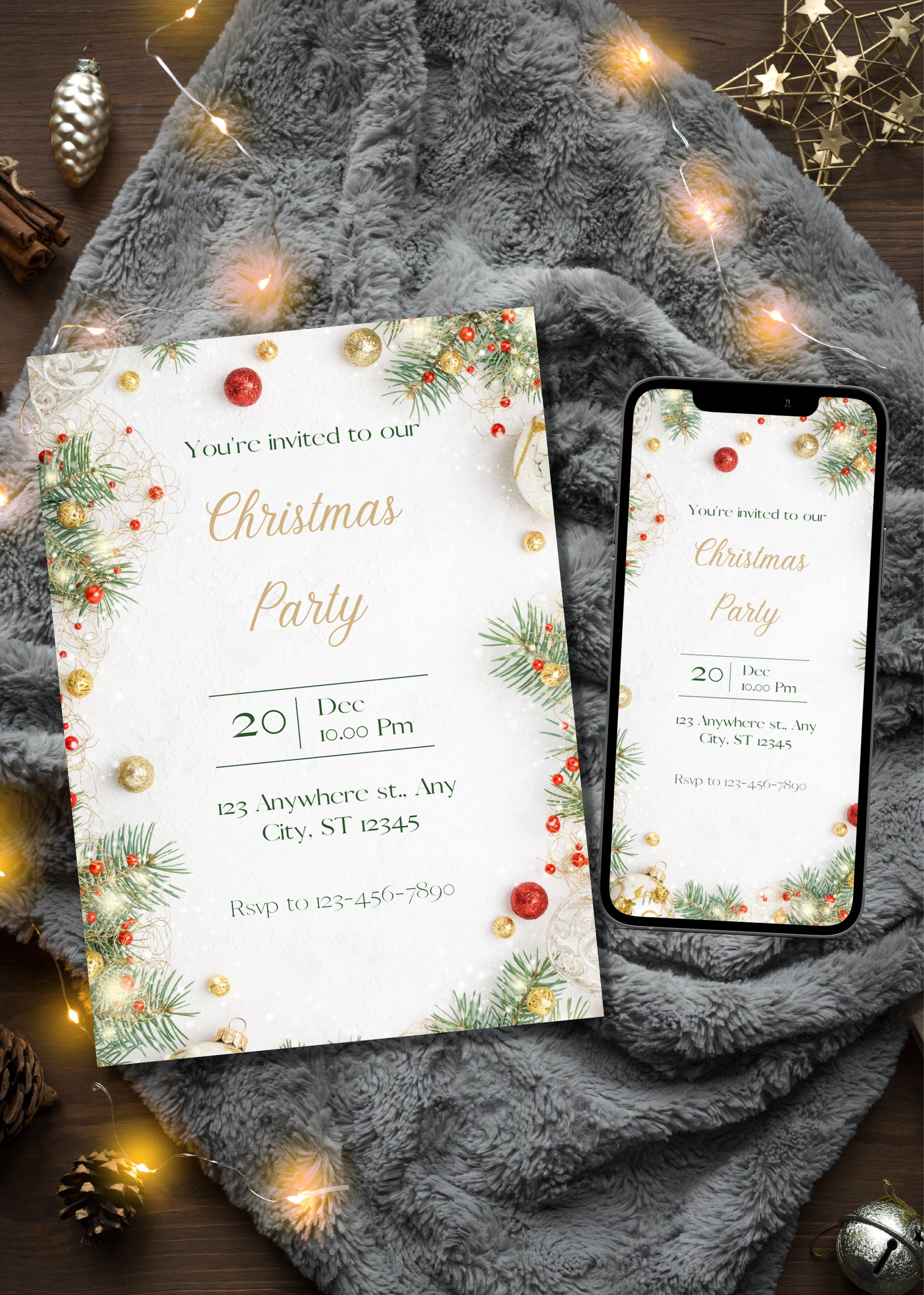 Christmas Party Invitation Printable Instant Download Holiday - Etsy