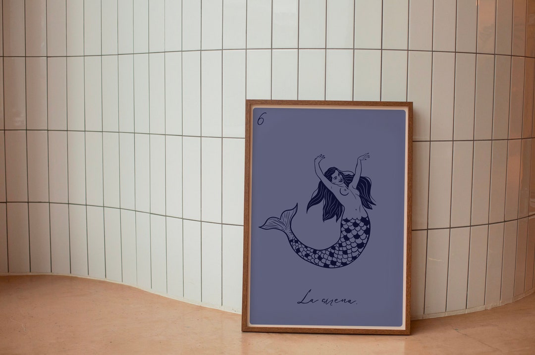 LA SIRENA POSTER, Loteria, Mexican Mermaid, Line Art, Minimalist ...