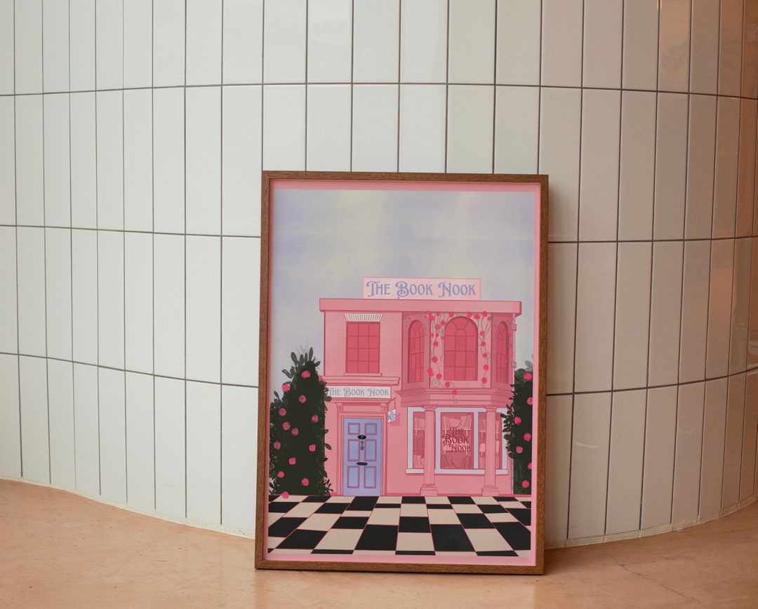 PINK BOOK STORE Art Print, Printable Pink Bookish Art - Etsy