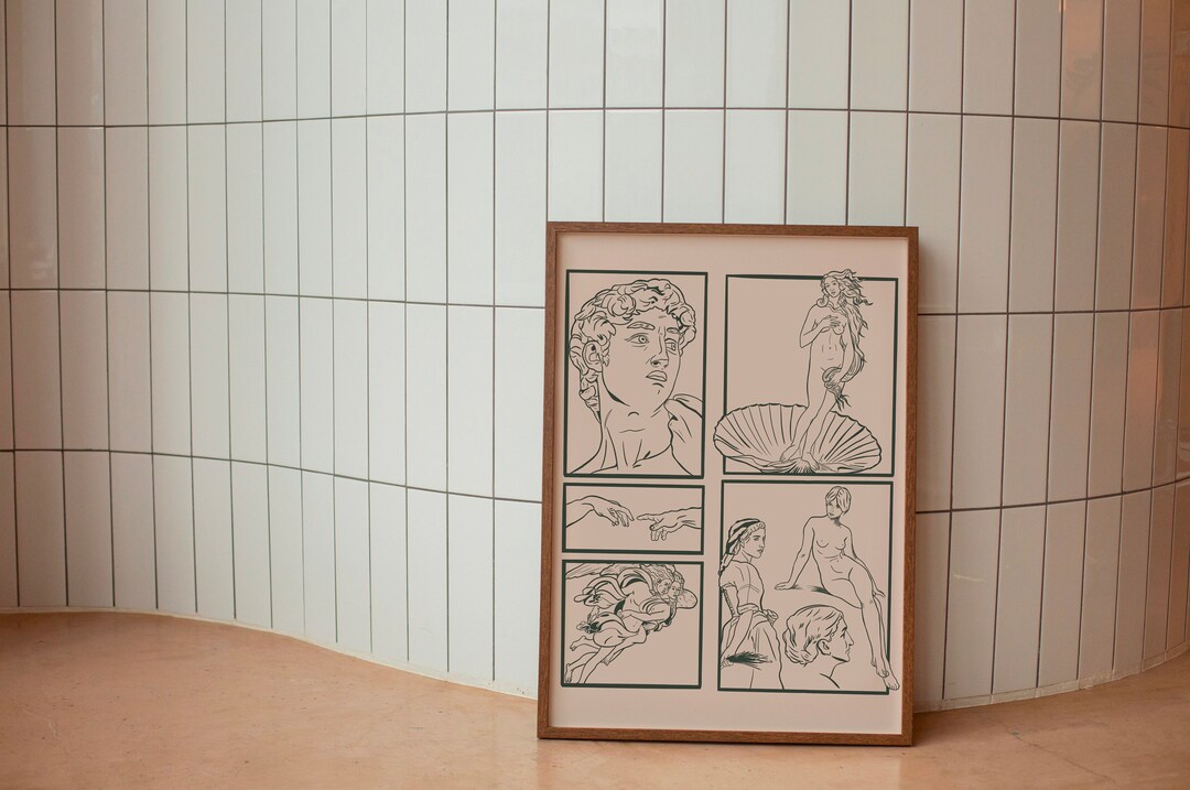 Minimalist Classical Art Print, Iconic Artwork Collage (digital ...
