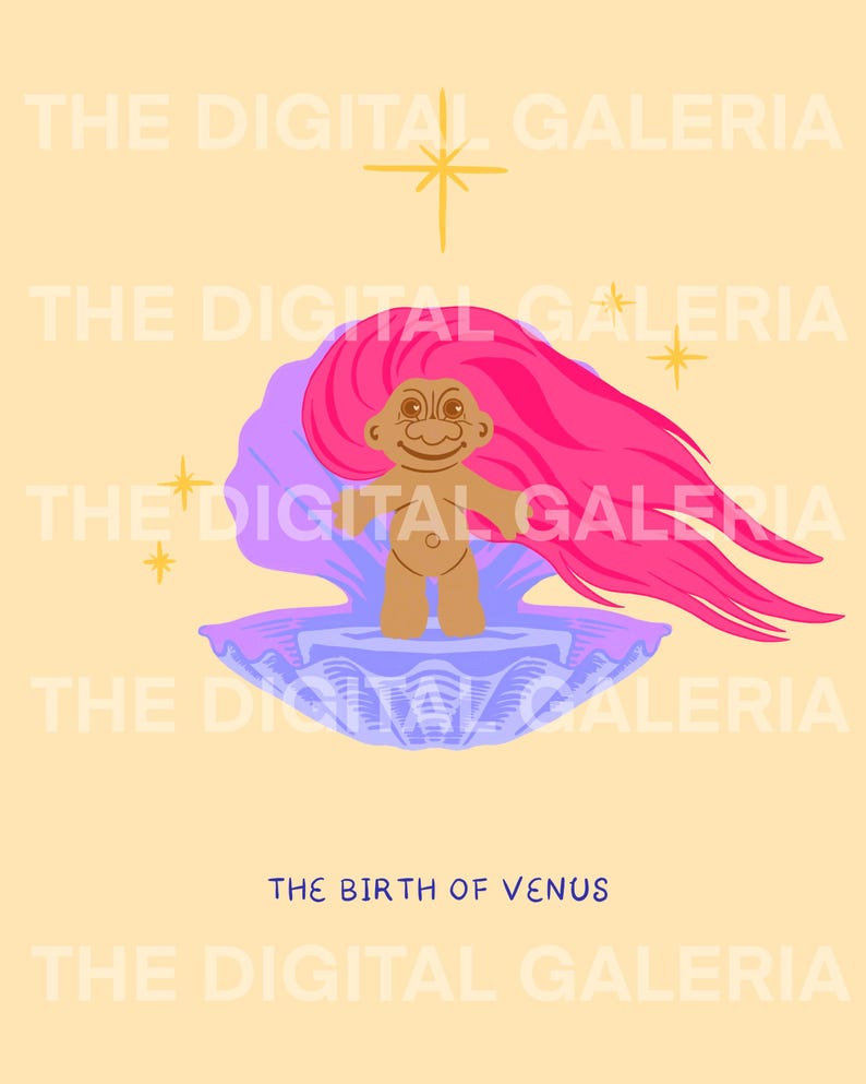 BIRTH of VENUS TROLL Poster, 90s Art Print, Venus Decor, Y2k Wall Art ...