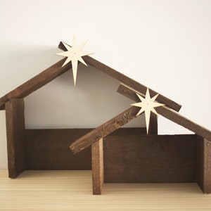 Rustic Handmade Western Red Cedar Wood Christmas Nativity Stable Manger ...