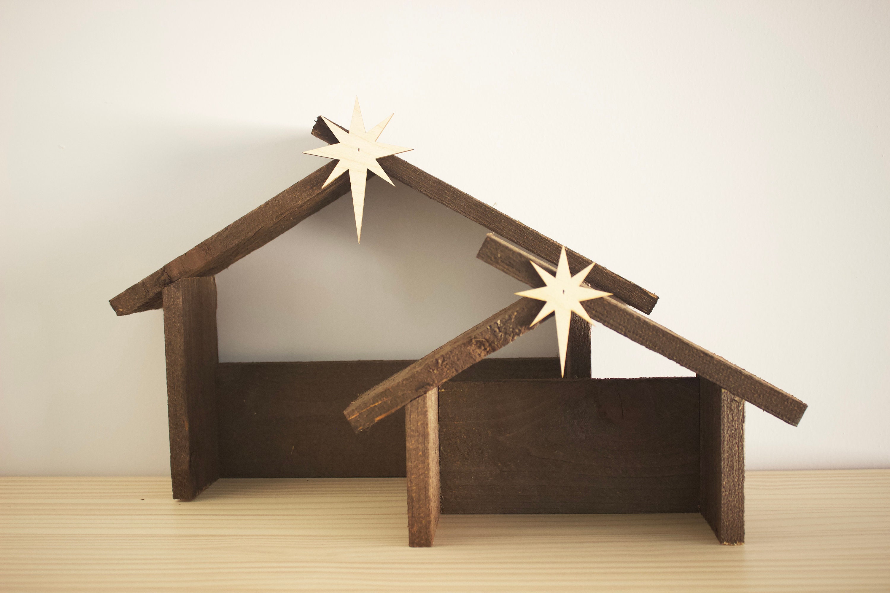 Rustic Handmade Wood Nativity Stable - Etsy