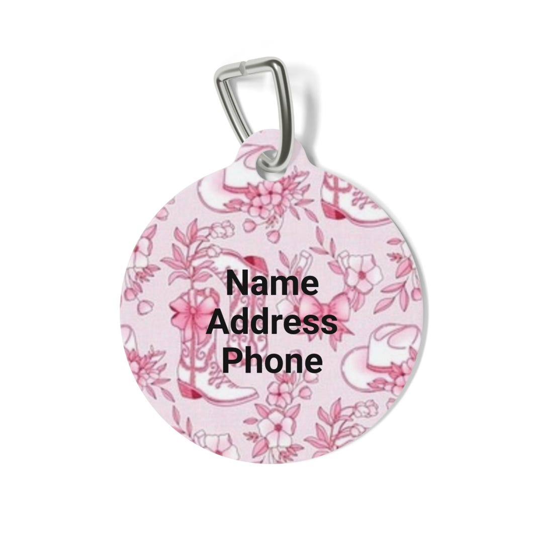 Pink Floral Pet ID Tag: Custom Dog/cat Collar Accessory - Etsy