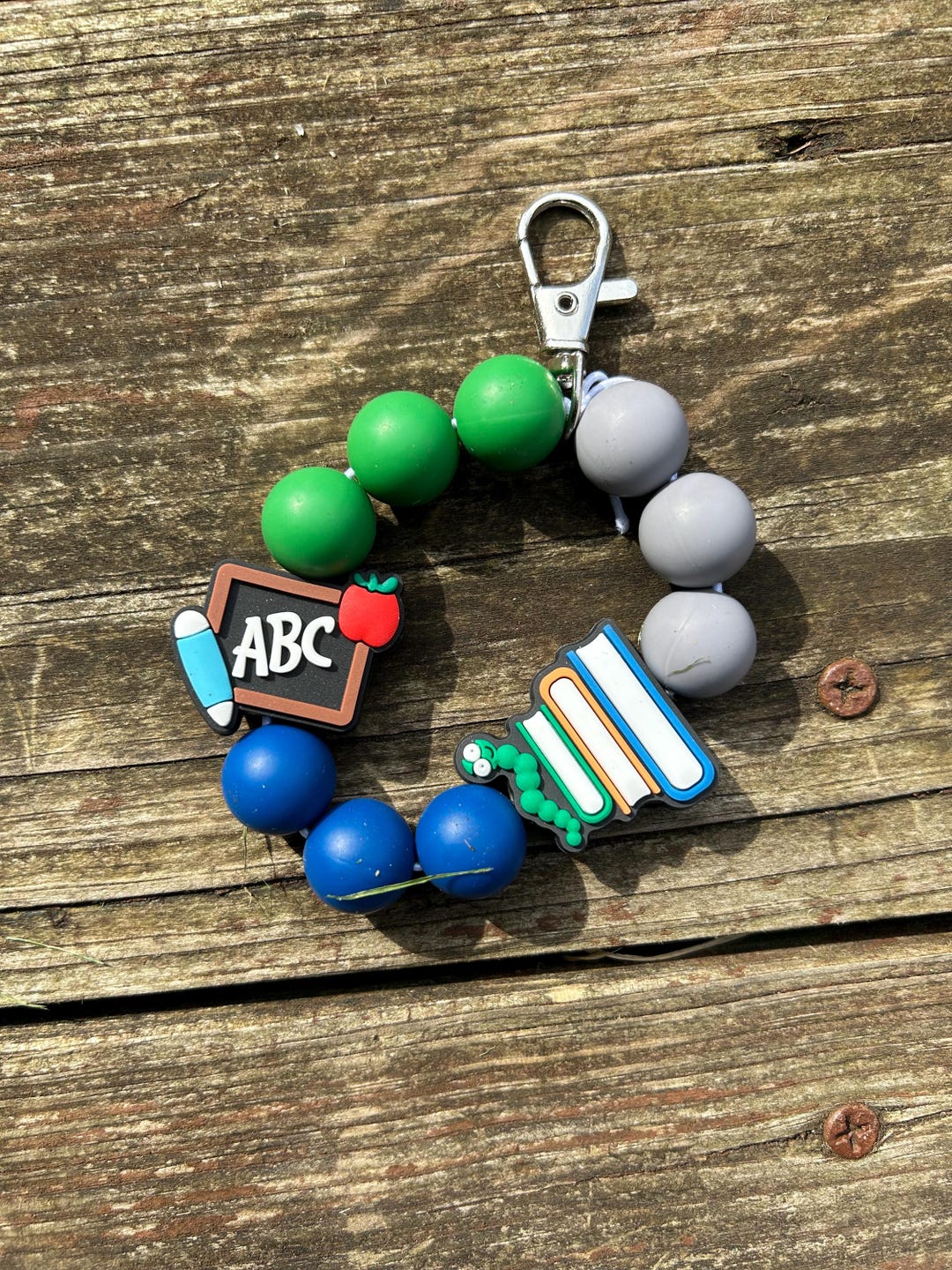 Teacher Beaded Wristlet Keychain | Back to School Gift | Silicone ...