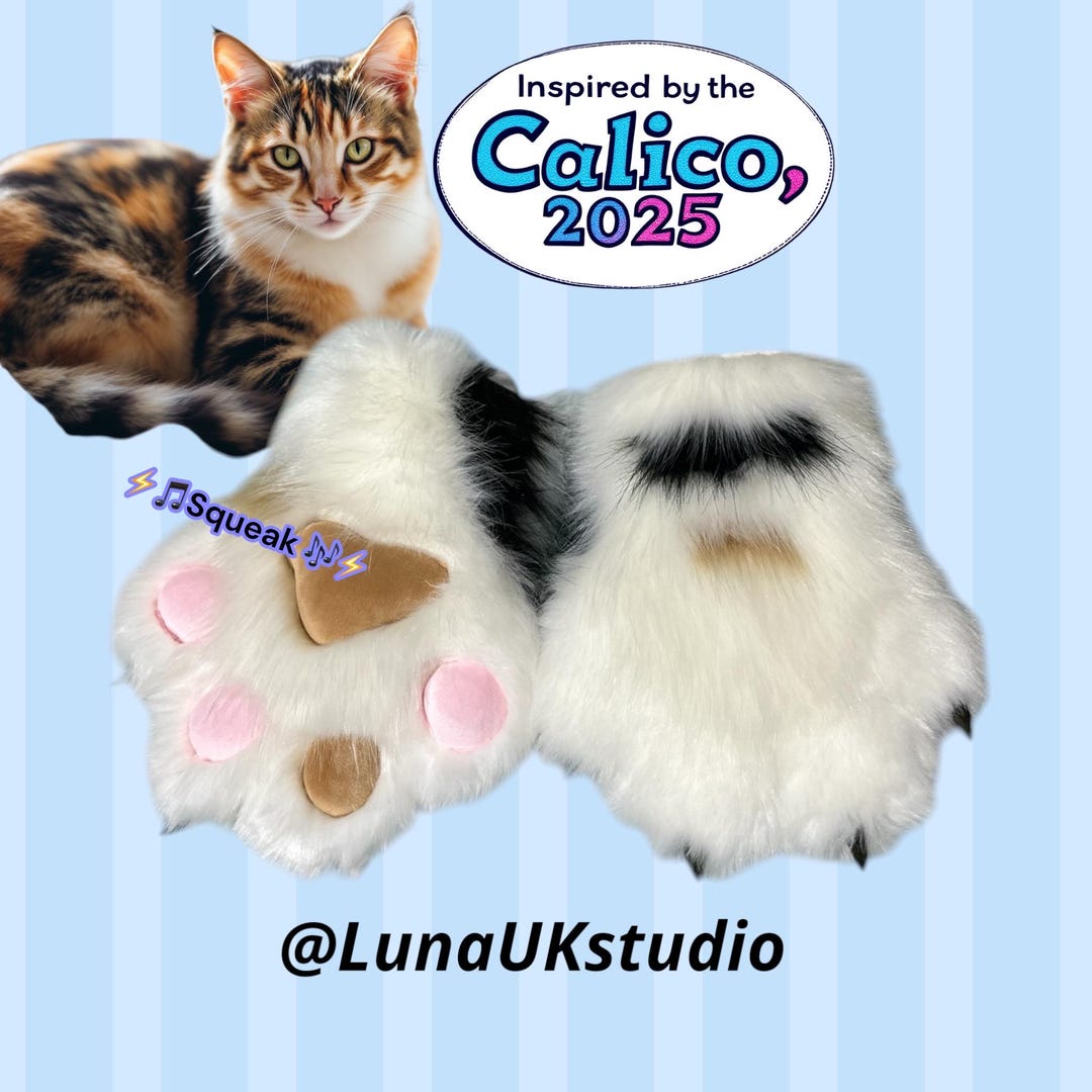 Handmade Custom Furry Cat Paws, Animal Paws Claws White Pink Heart ...