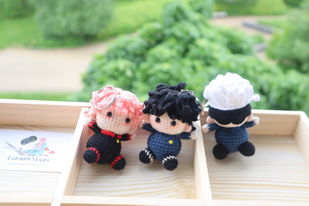 Handmade Crochet Chibi Anime Accessories Keyring Satosugu Jujutsu Gojo ...