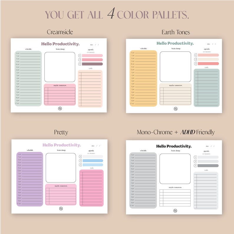 Hello Productivity | Desk Pad, Printable Daily Planning Pad, To-do List ...