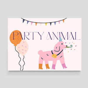 Party Animal Birthday Card | Cute | Pink | Aesthetic | Funny | Gift for ...