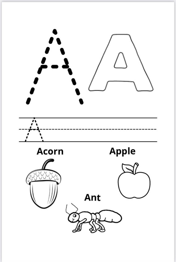 ABC Tracing and Coloring Preschool Worksheet Bundle - Etsy