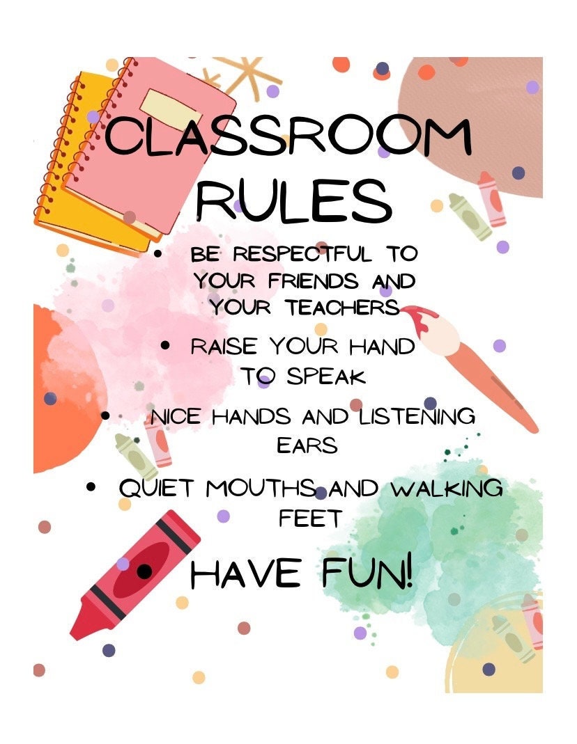 Classroom Rules Printable Preschool And Kindergarten Etsy