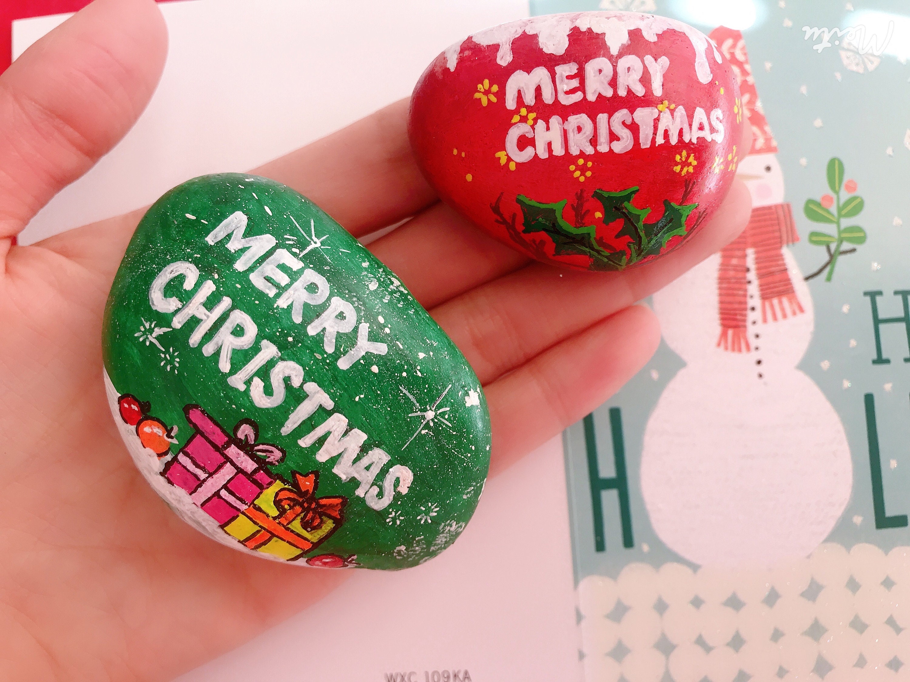 Christmas Gift,a Set of 5 Hand Painted Rocks , Acrylic Painted Art ...