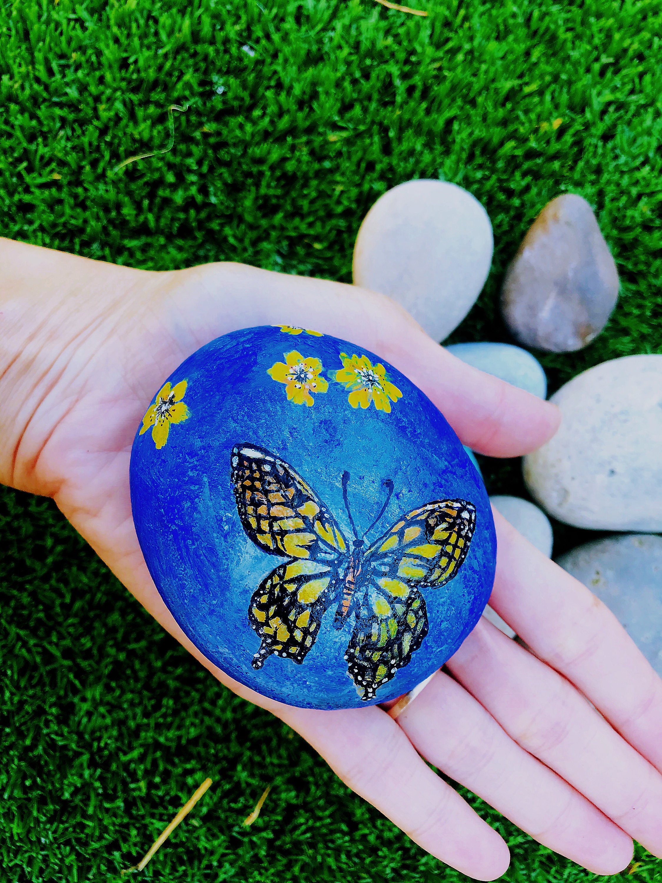 Painted Butterfly Rock, Painted Rocks, Custom Rocks, Garden Decoration ...