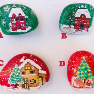 Holiday Gift, Hand Painted Christmas Stones, Christmas Gift, Stone Art ...