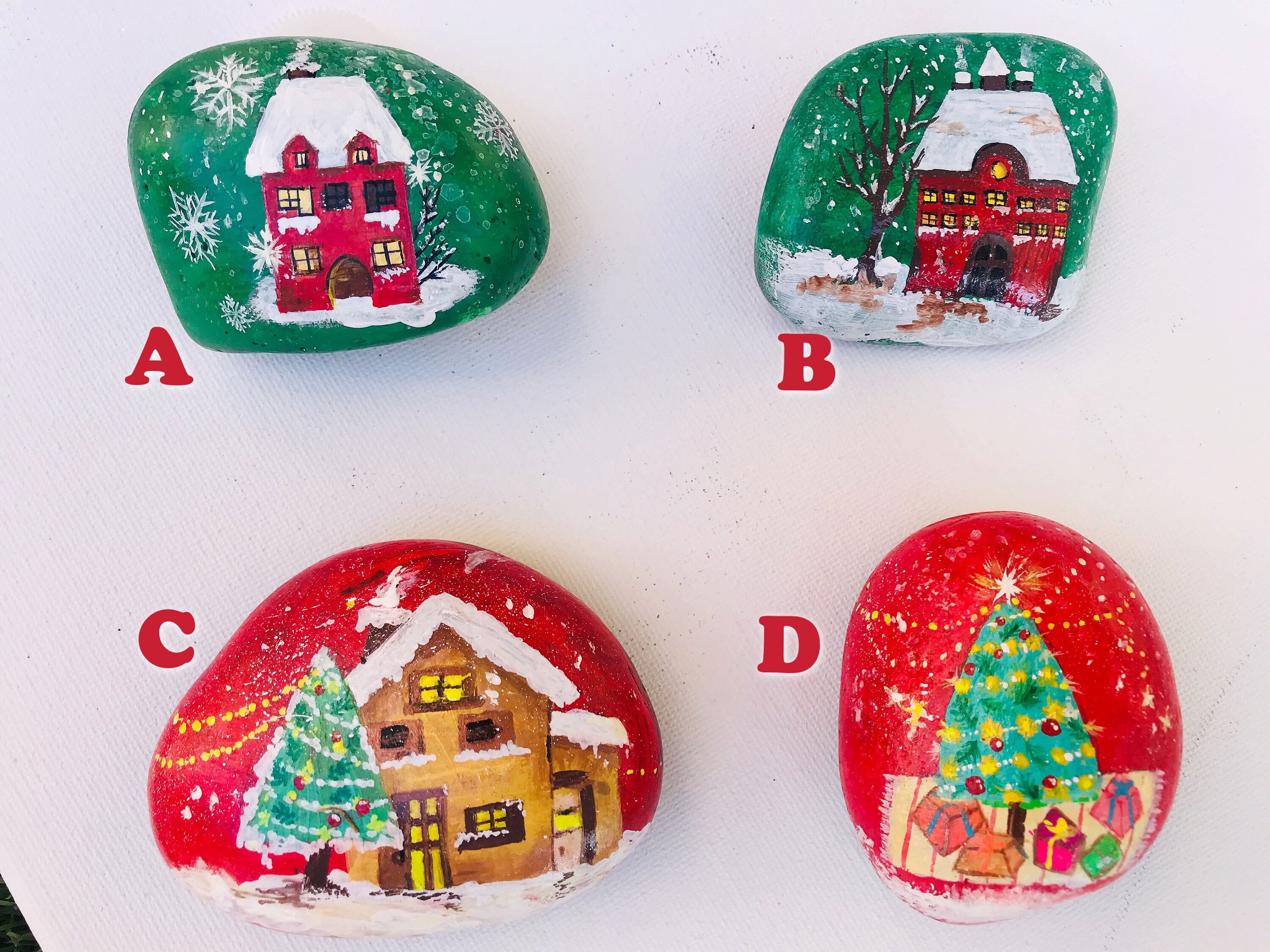 Holiday Gift, Hand Painted Christmas Stones, Christmas Gift, Stone Art ...