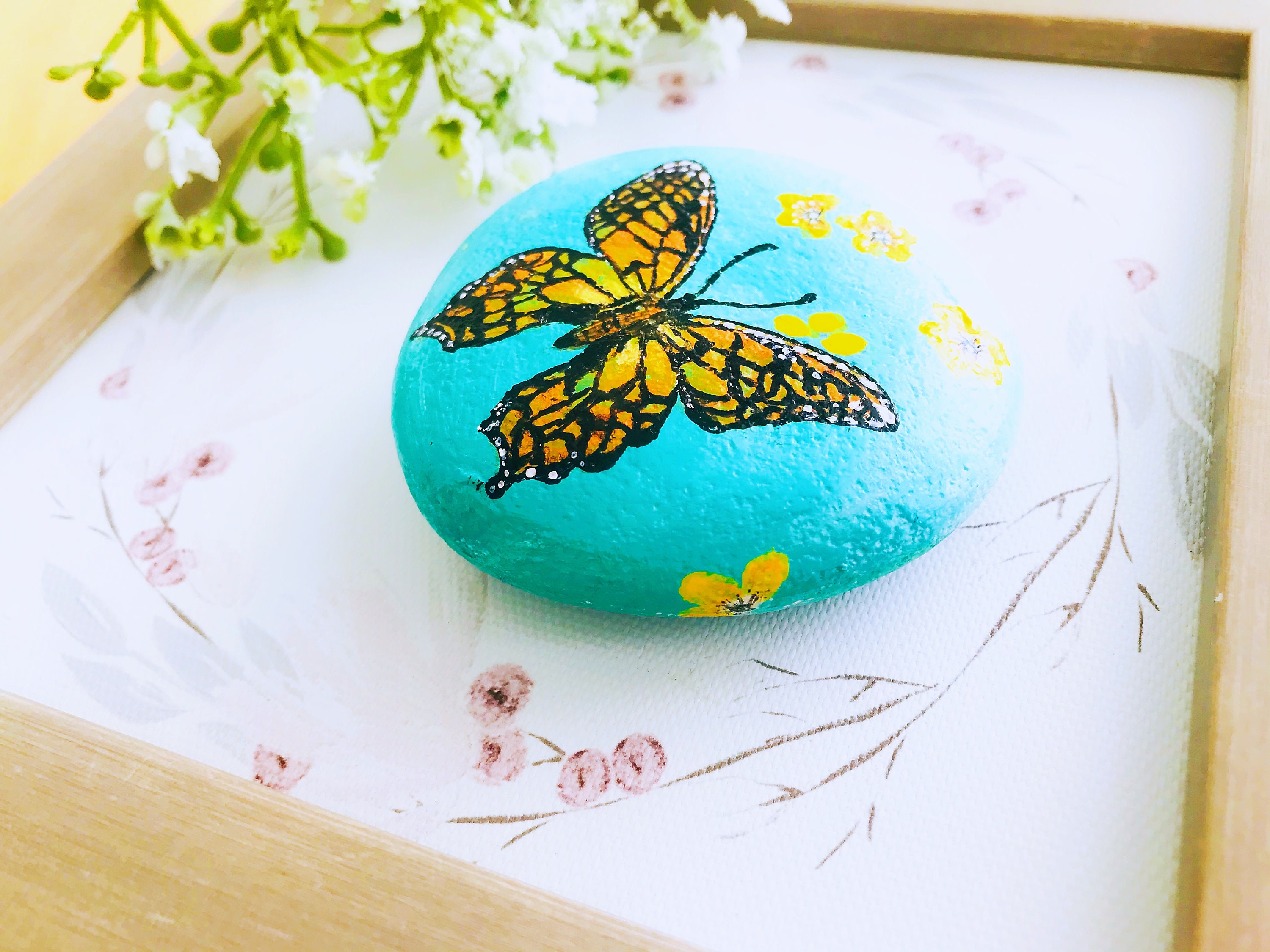 Painted Butterfly Rock, Painted Rocks, Custom Rocks, Garden Decoration ...