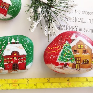 Holiday Gift, Hand Painted Christmas Stones, Christmas Gift, Stone Art ...
