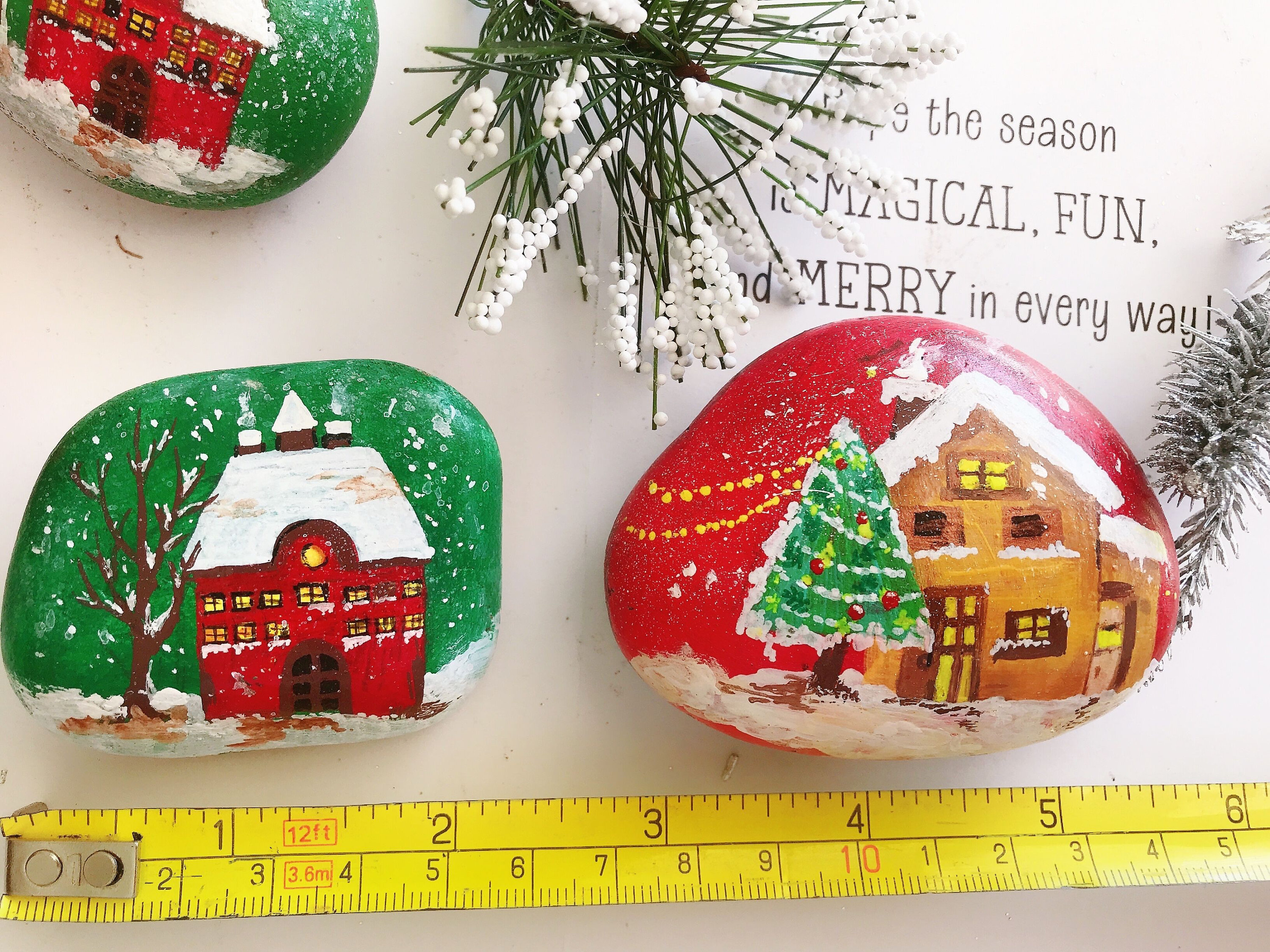 Holiday Gift, Hand Painted Christmas Stones, Christmas Gift, Stone Art ...