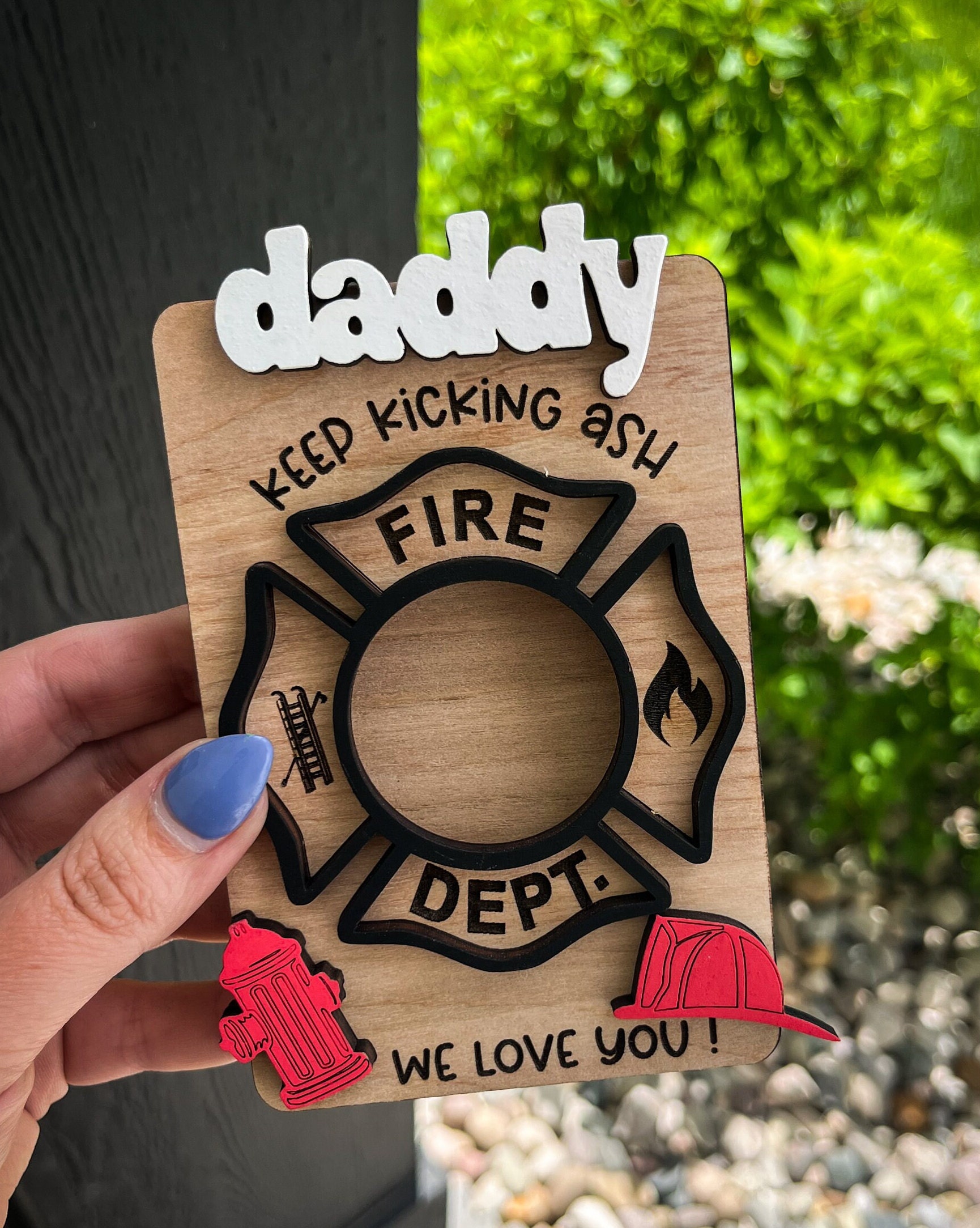 SVG Laser Firefighter Badge Frame Photo, Gift for Mom Dad, Magnet ...