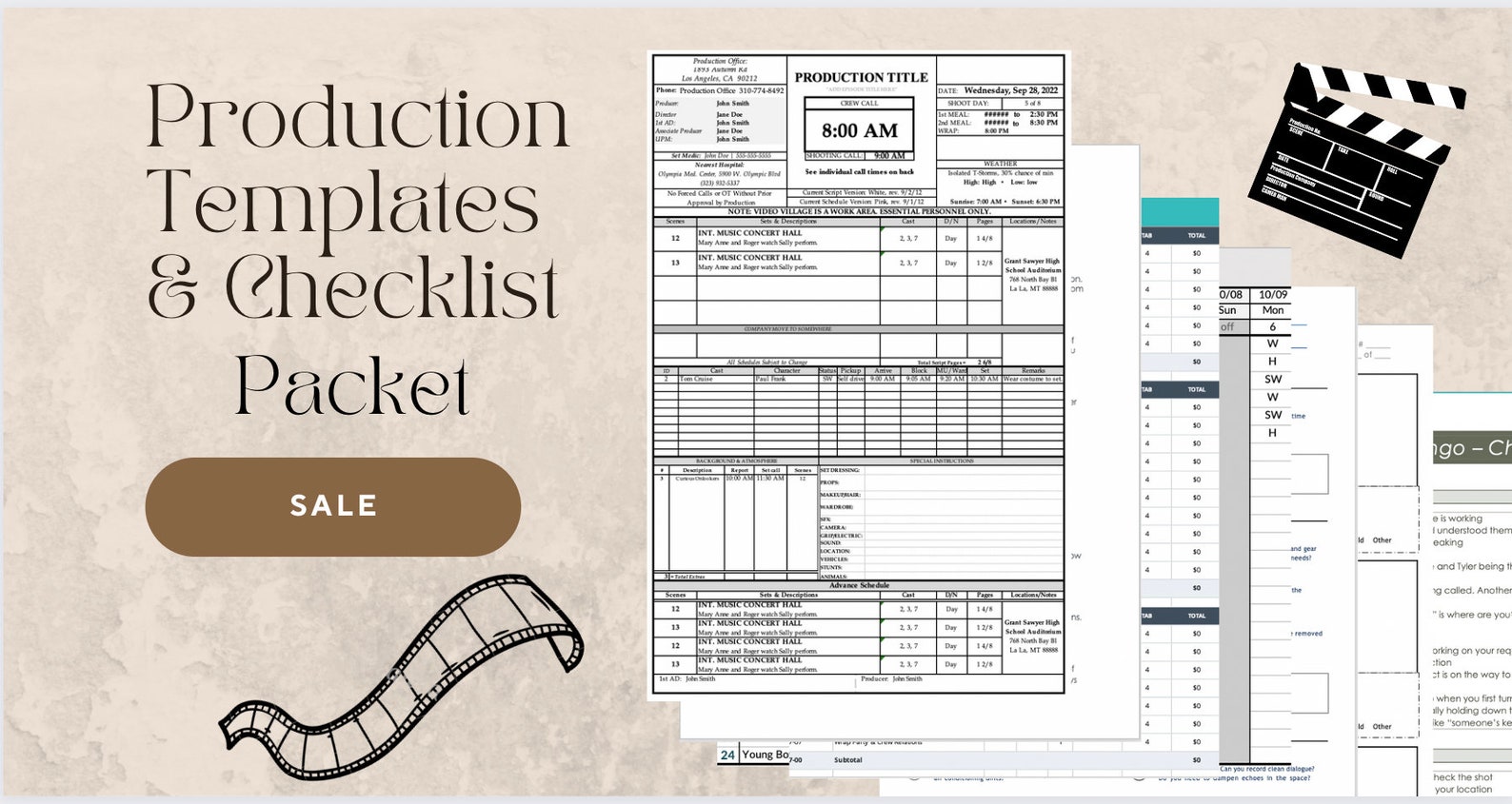 Production Templates, Checklists and Cheat Sheets (filmmaking Documents ...