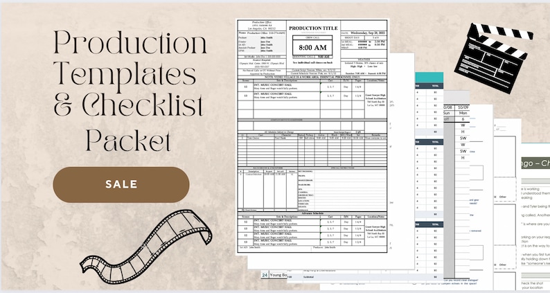 Production Templates, Checklists and Cheat Sheets (filmmaking Documents ...