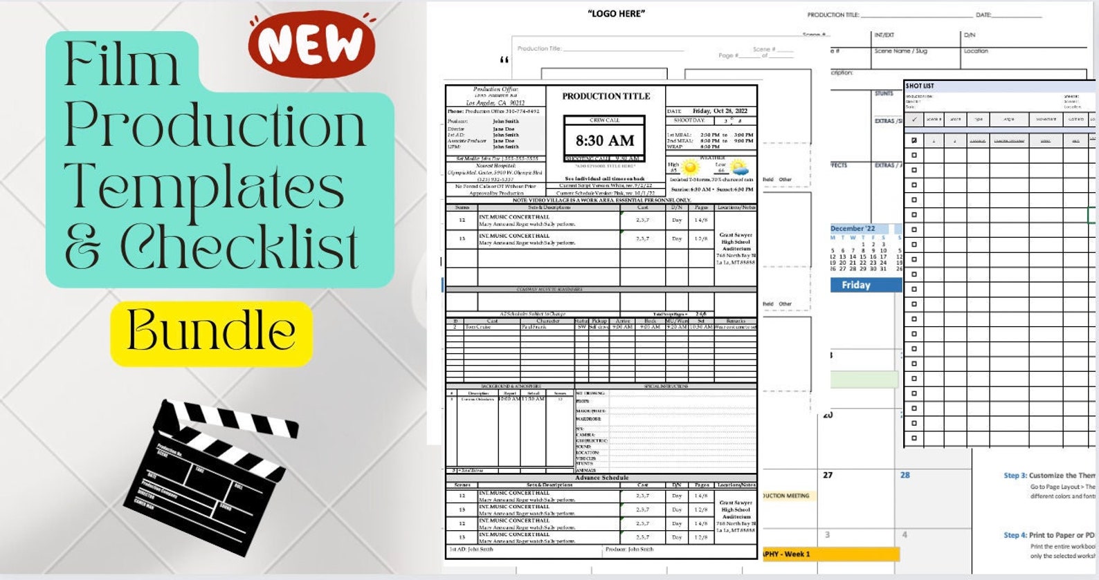 Production Templates, Checklists and Cheat Sheets (filmmaking Documents ...