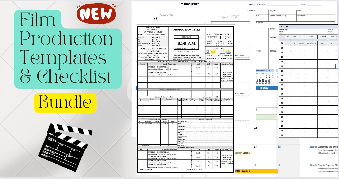 Production Templates, Checklists and Cheat Sheets (filmmaking Documents ...