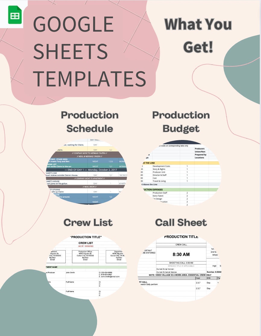 Film Production Templates: Starter Pack google Sheets - Etsy