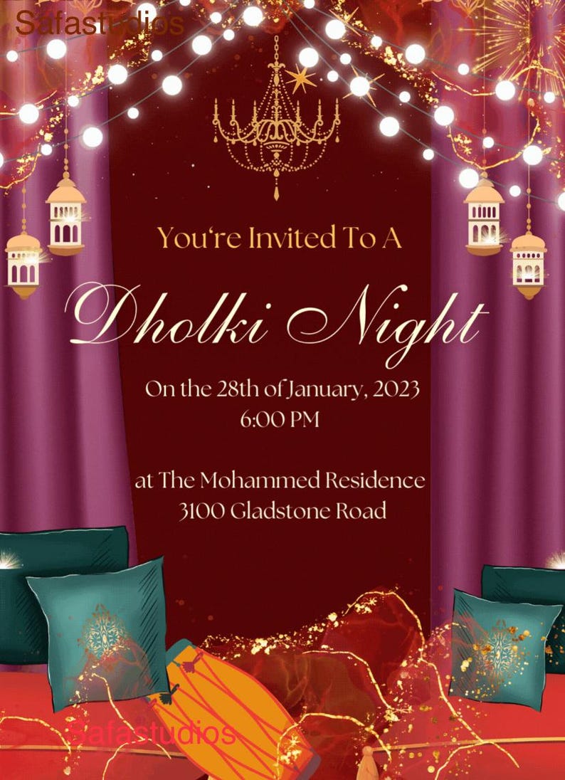 WEDDING Dholki Mehndi Mayun Beautiful Invite Mehndi Invitation Dholki ...