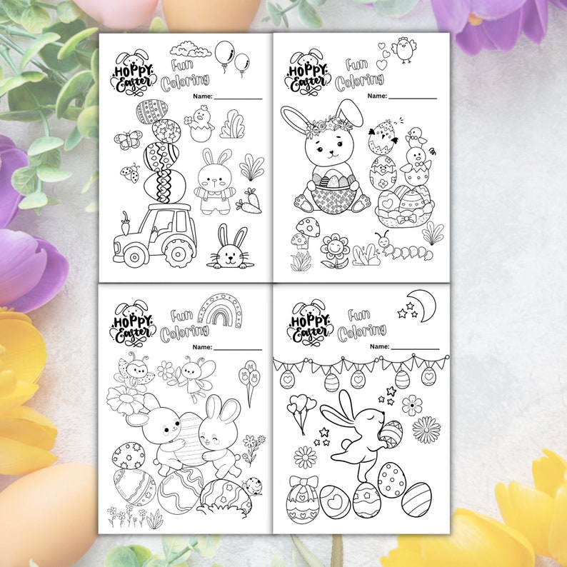 8 Easter Printable Coloring Templates | Digital Templates | Colouring ...