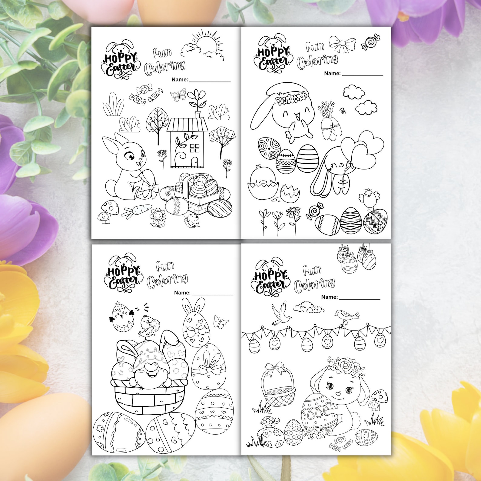 8 Easter Printable Coloring Templates | Digital Templates | Colouring ...