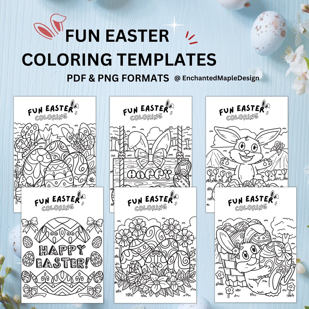 6 Easter Printable Coloring Templates | Digital Templates | Colouring ...