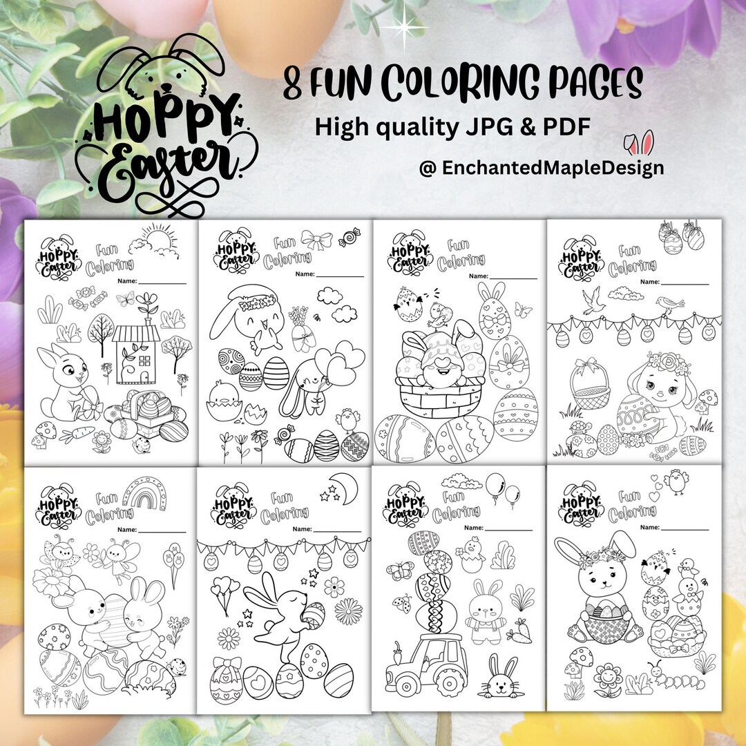 8 Easter Printable Coloring Templates | Digital Templates | Colouring ...