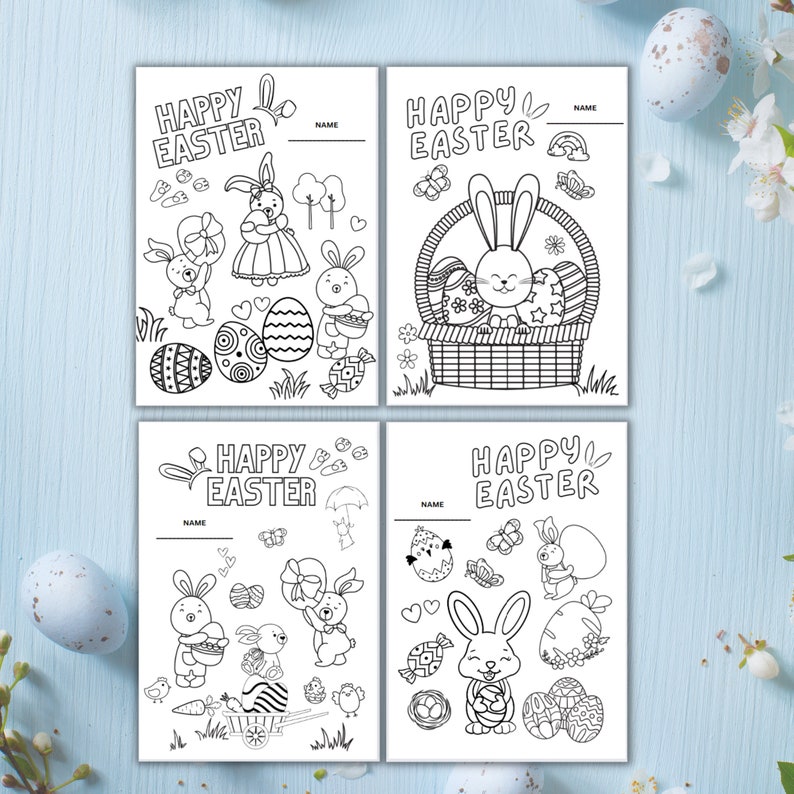 8 Easter Printable Coloring Templates | Digital Templates | Colouring ...