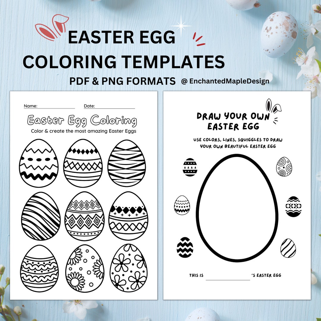 Easter Egg Coloring Templates | Digital Templates | Colouring Drawing ...