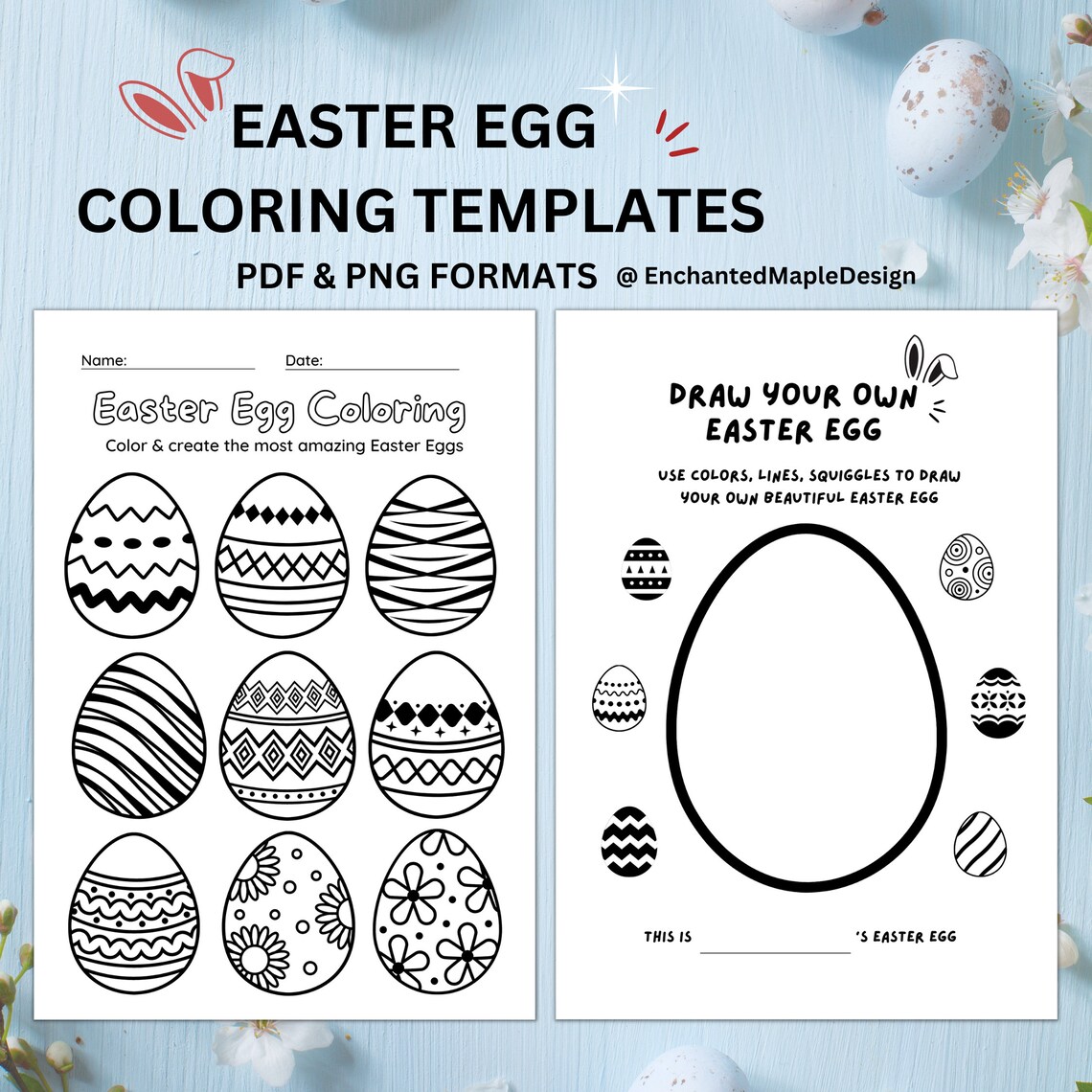 Easter Egg Coloring Templates | Digital Templates | Colouring Drawing ...