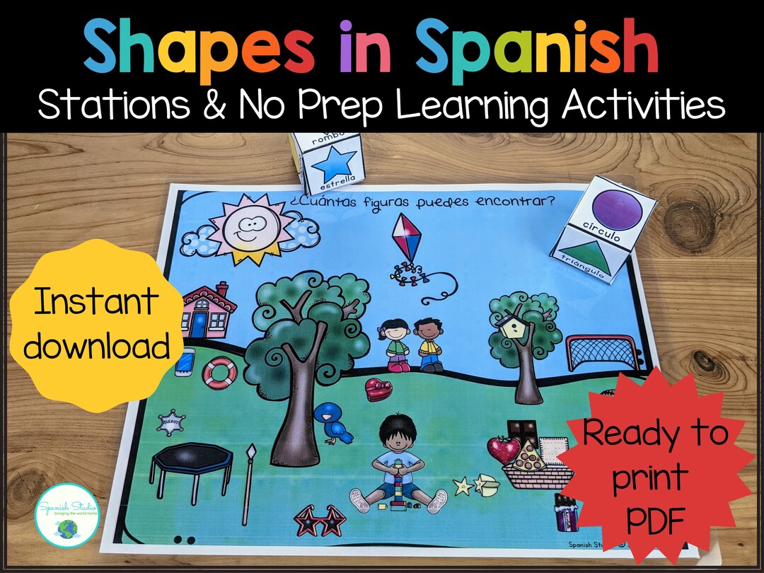 Digital-shapes in Spanish for Preschool- Educational Printables- Early ...