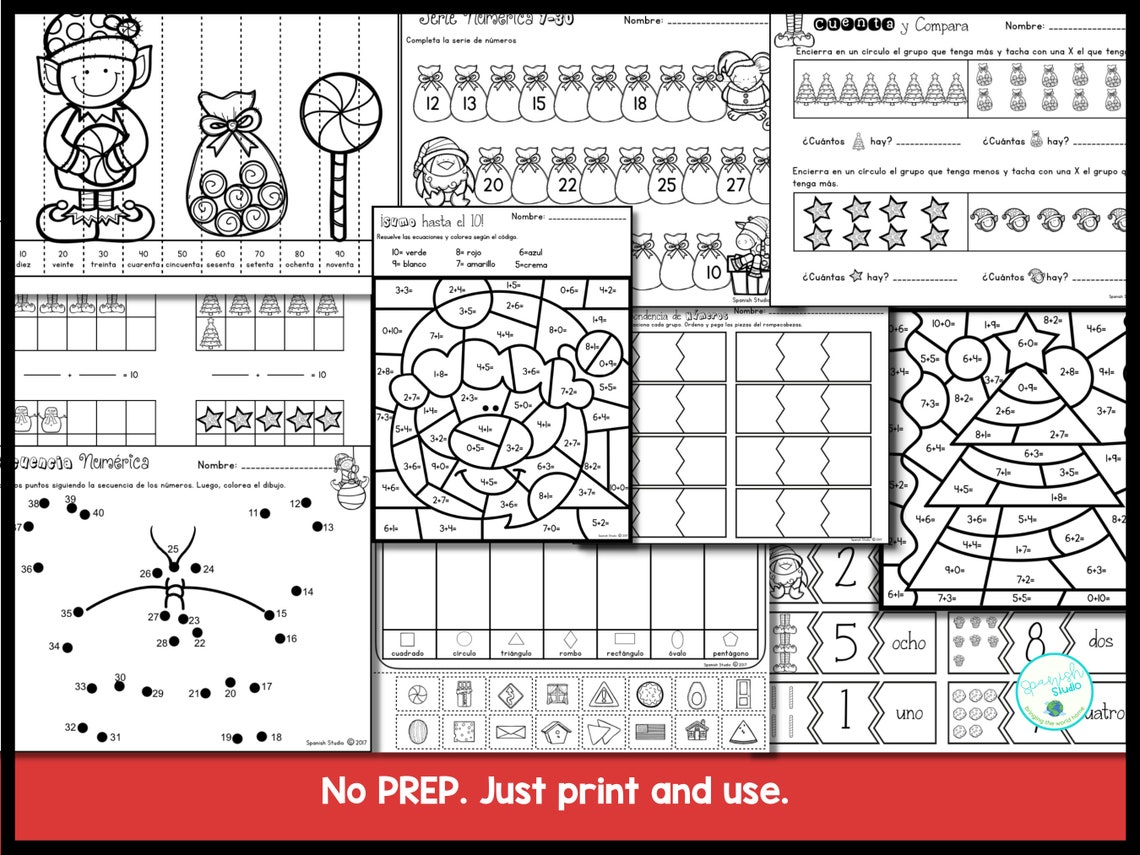 Christmas Worksheets-spanish-kindergarten Worksheets- First Grade ...
