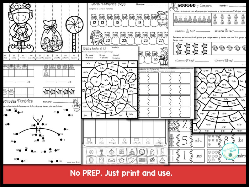 Christmas Worksheets-spanish-kindergarten Worksheets- First Grade ...