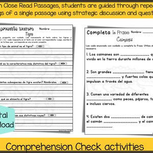 Spanish Close Reading Passages: Animal Bundle-reading - Etsy