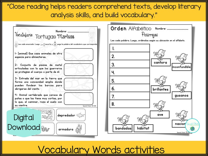 Spanish Close Reading Passages: Animal Bundle-reading - Etsy