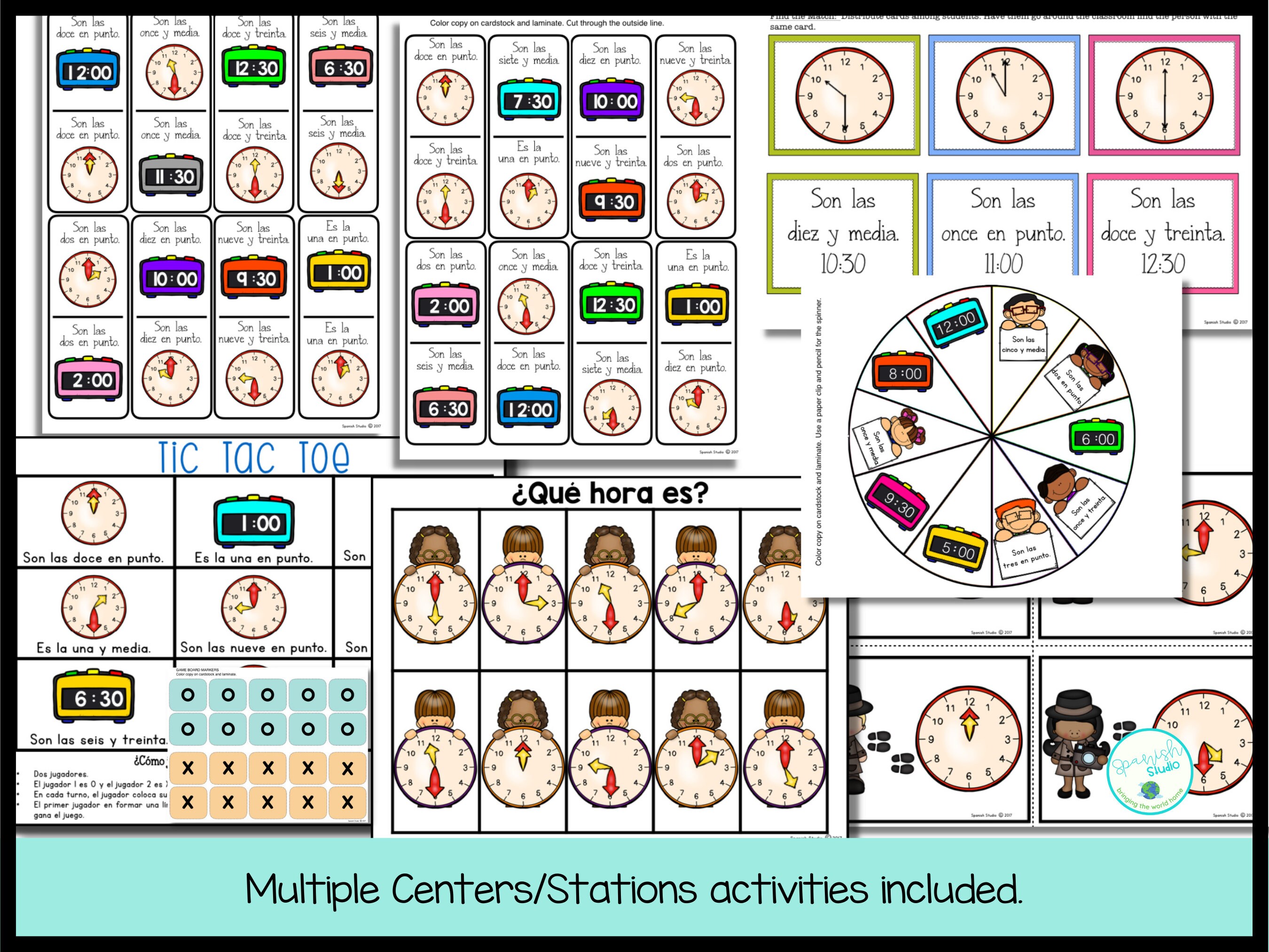 Telling Time Worksheets-spanish-math Activities - Etsy