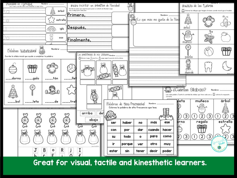 Christmas Worksheets-spanish-kindergarten Worksheets- First Grade ...