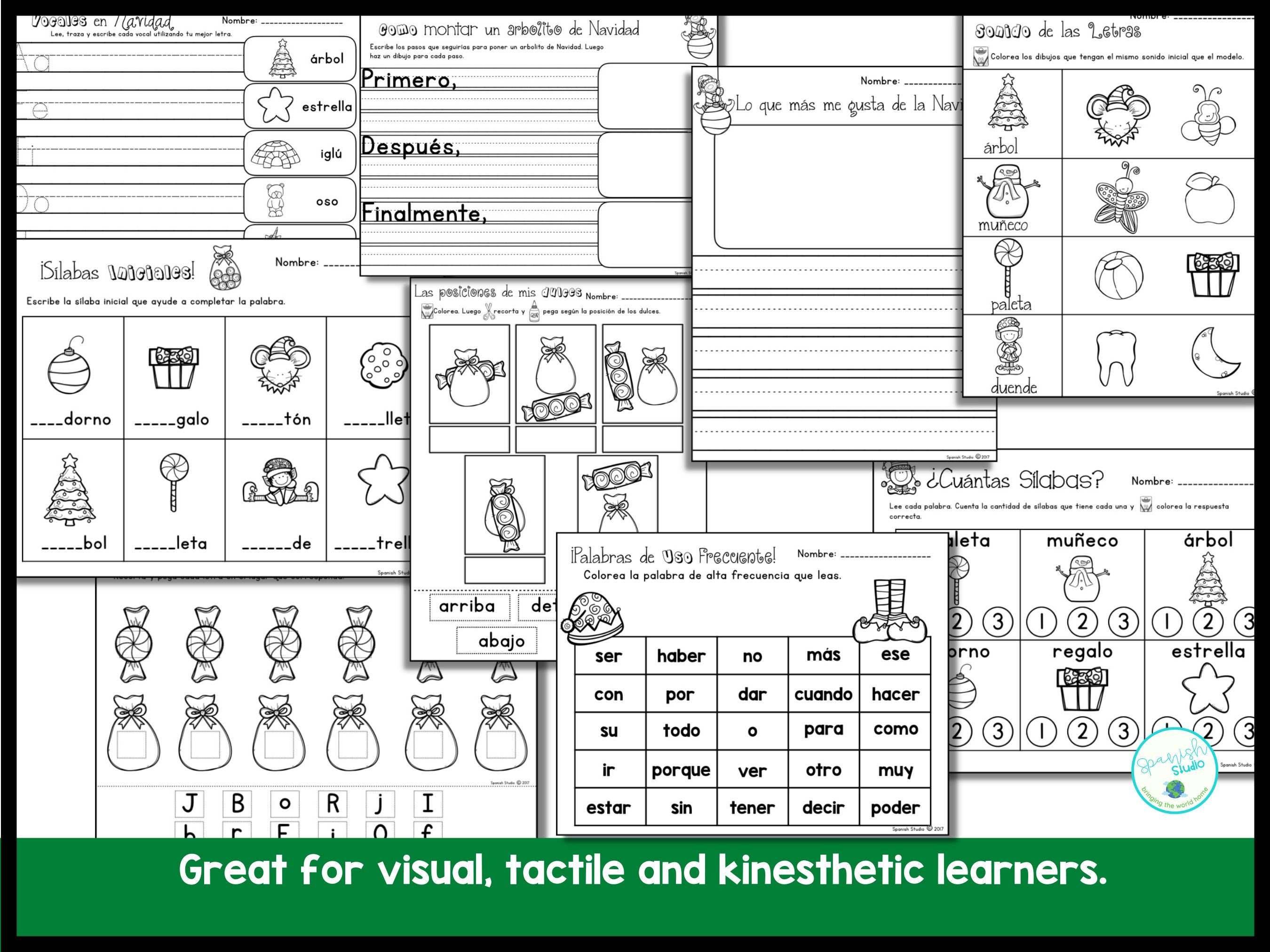 Christmas Worksheets-spanish-kindergarten Worksheets- First Grade ...