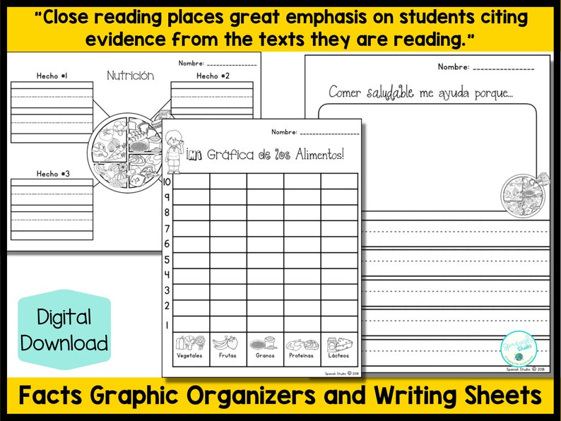 Food Pyramid- Nutrition- Spanish Worksheets - Etsy