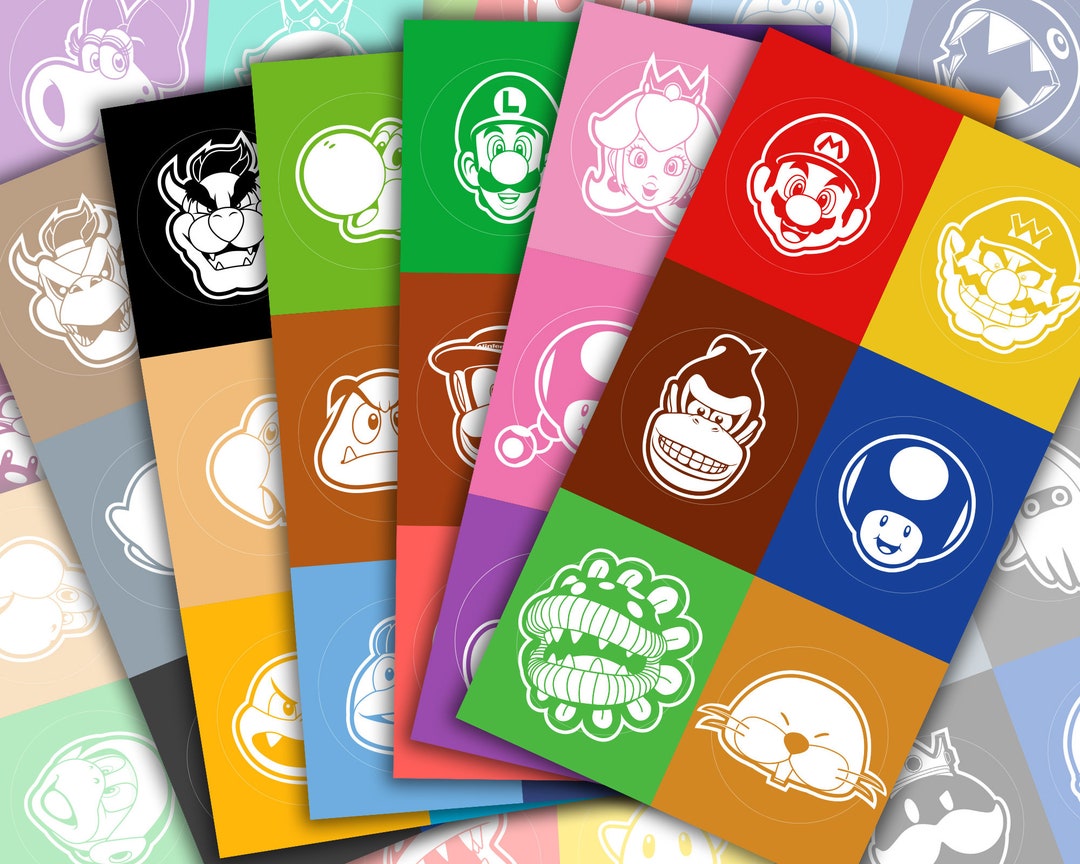 Super Mario Sticker Complete Master Collection | Weatherproof Matte ...