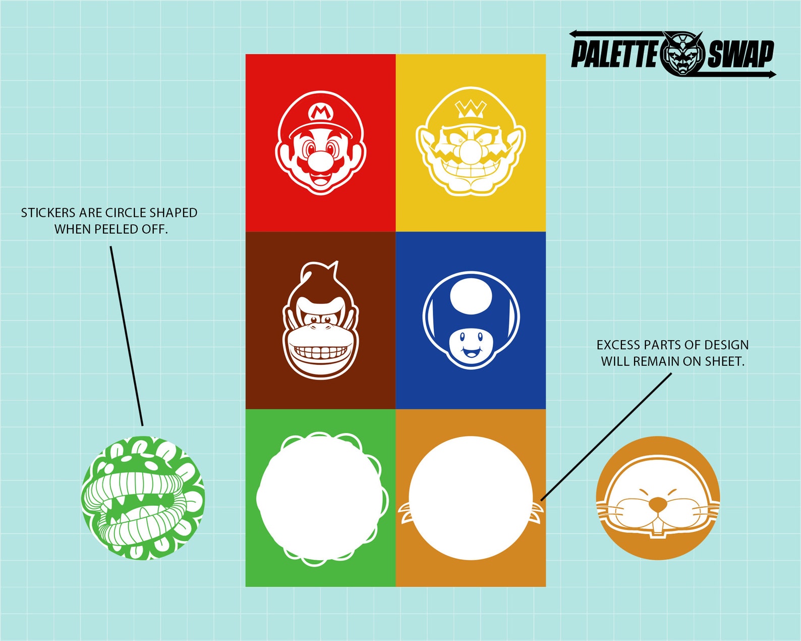 Super Mario Sticker Pack Set of 6 | Yoshi Pack | Weatherproof Matte ...